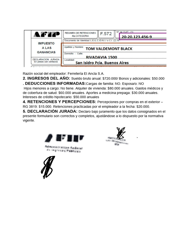 Formulario Afip - 572 | PDF