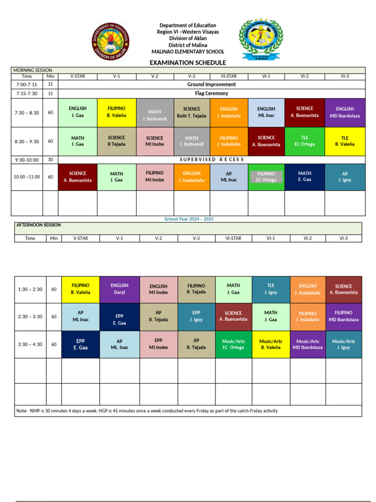 Examination Schedule 2024 2025 | PDF