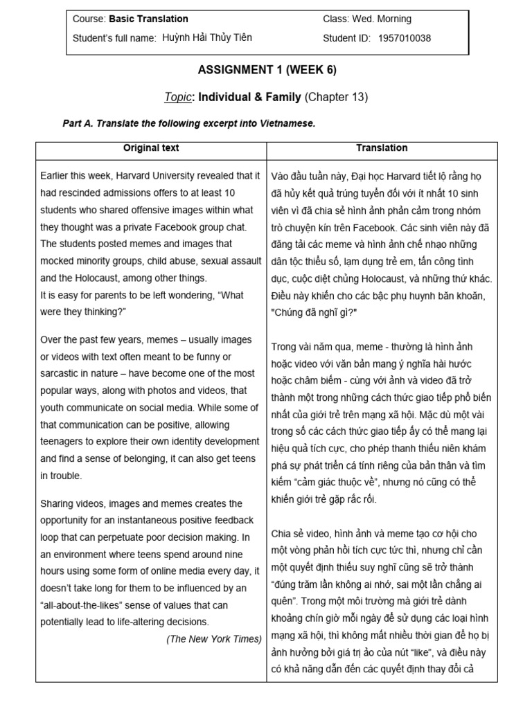 Huynh Hai Thuy Tien - 1957010038 - Assignment 1 | PDF