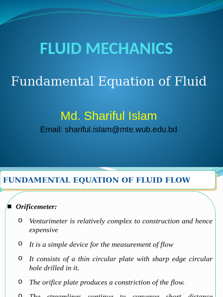 Fundamental Equation of Fluid Flow-2 | PDF | Fluid Dynamics | Applied And Interdisciplinary Physics