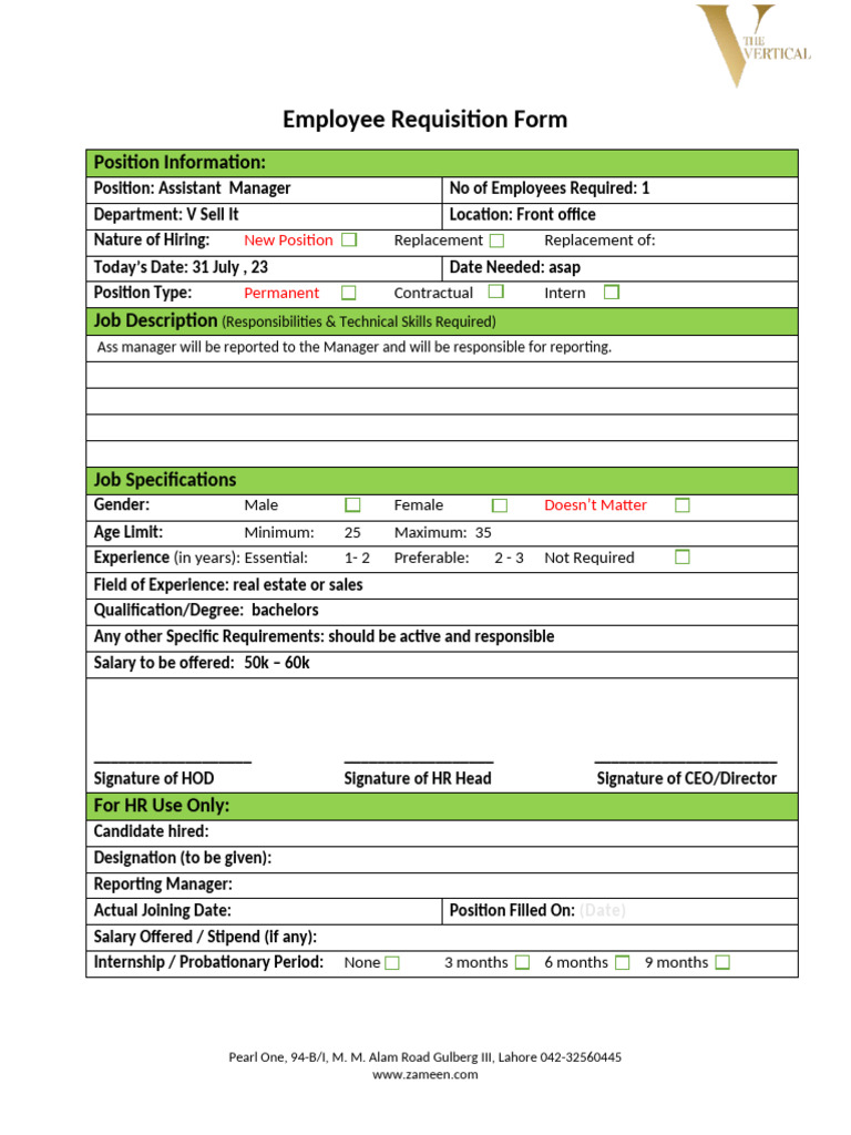 2 Employee - Requisition - Form - The Vertical | PDF