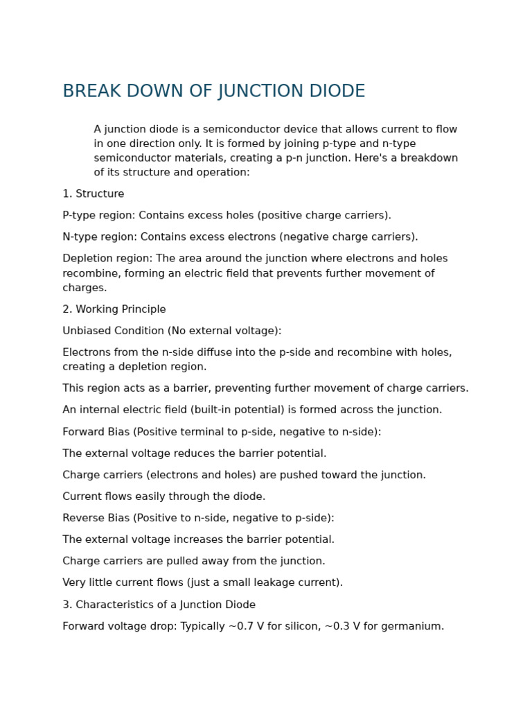 EEC 124 Course Work On Break Down of Junction Diode Document ? | PDF