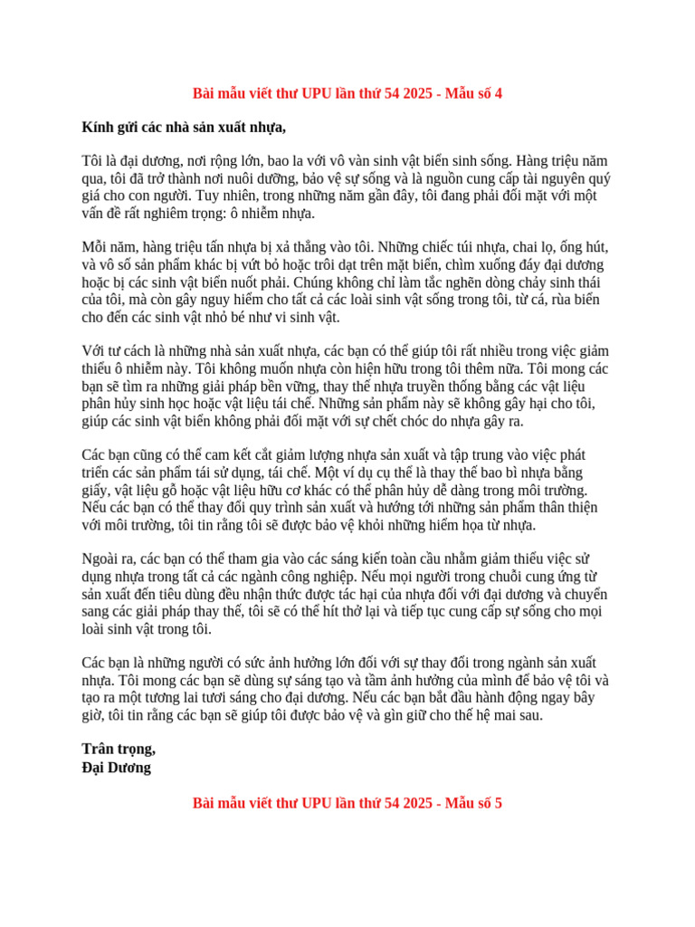 Bai Mau Viet Thu UPU | PDF