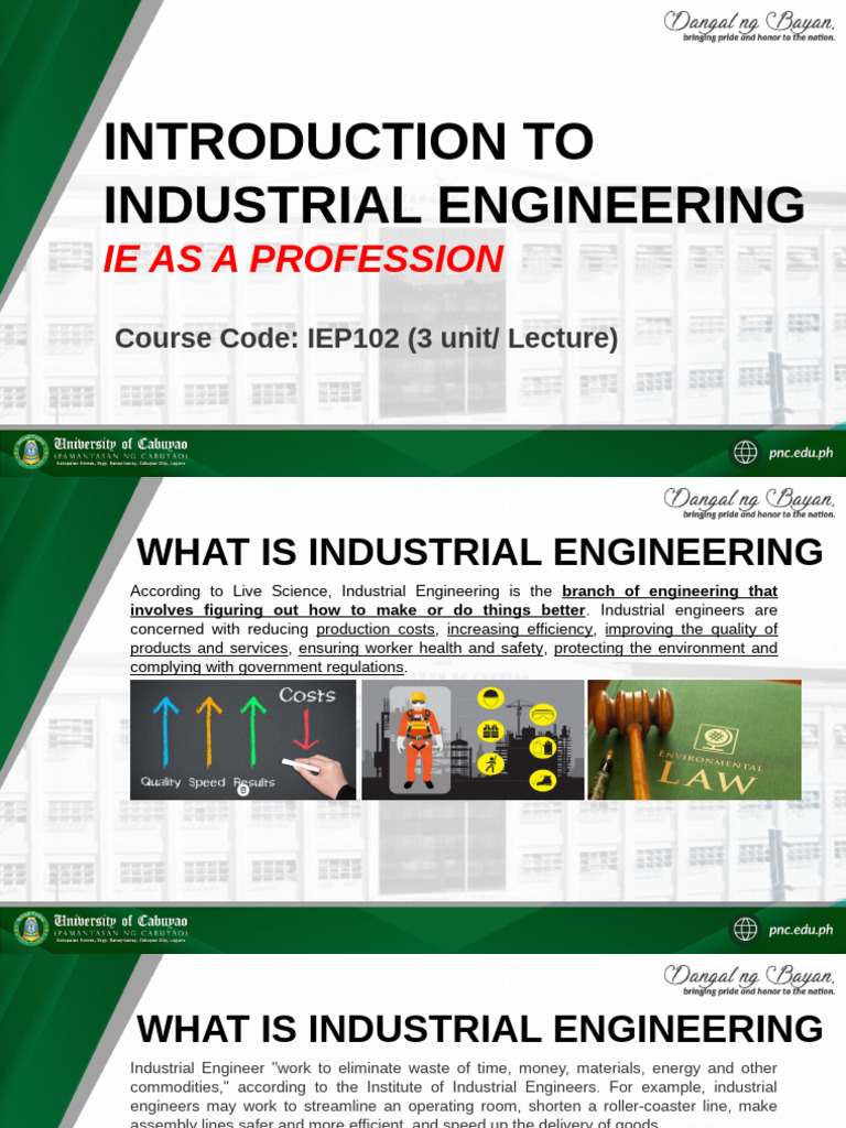 Week 1 Introduction To Foundations of Industrial Engineering | PDF | Industrial Engineering ...