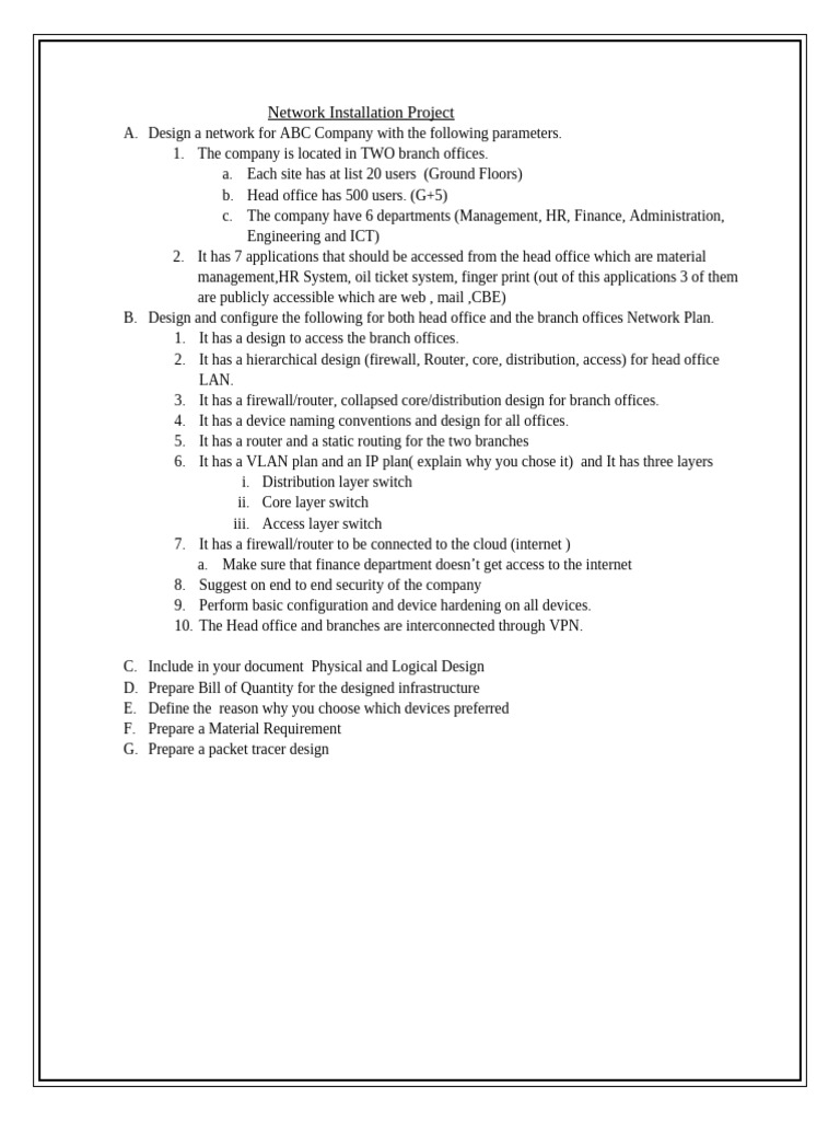 Network Installation Project Proposal Template | PDF | Computer Network ...