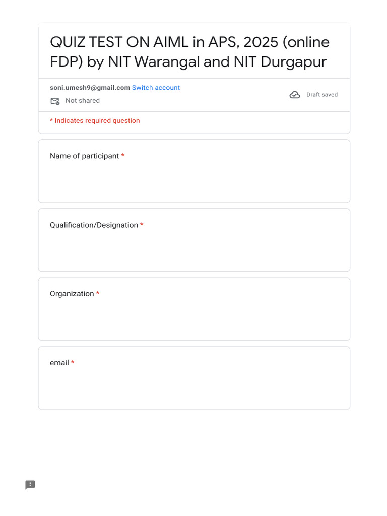 Quiz Test On Aiml in Aps, 2025 (Online FDP) by Nit Warangal and Nit ...