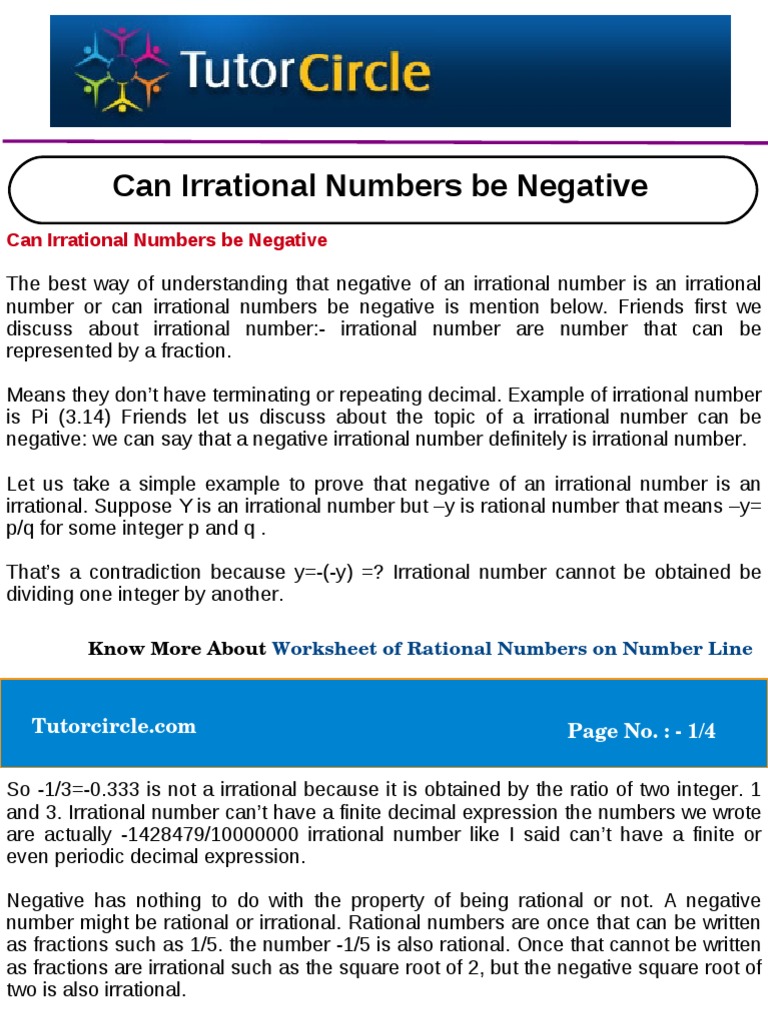 Can Irrational Numbers Be Negative | PDF | Numbers | Rational Number