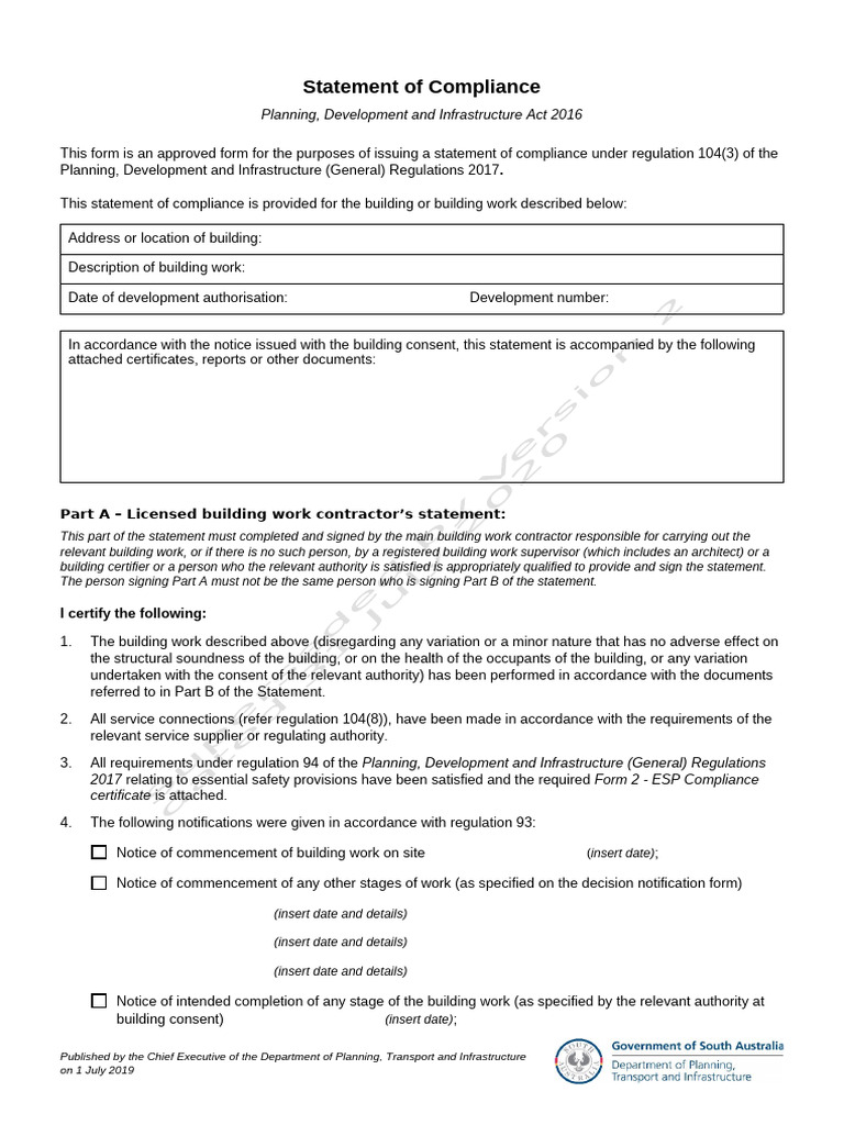Building Compliance Statement Form | PDF | Government | Justice