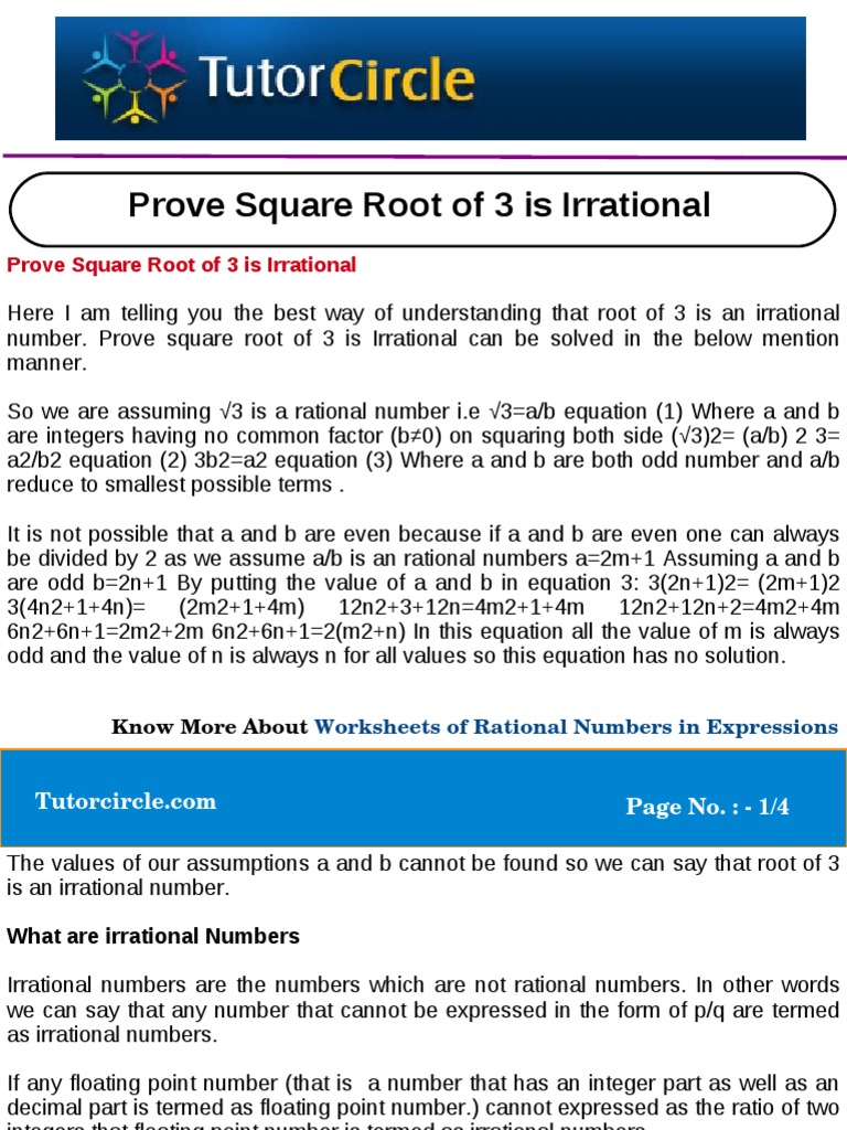 Prove Square Root of 3 is Irrational | Fraction (Mathematics ...