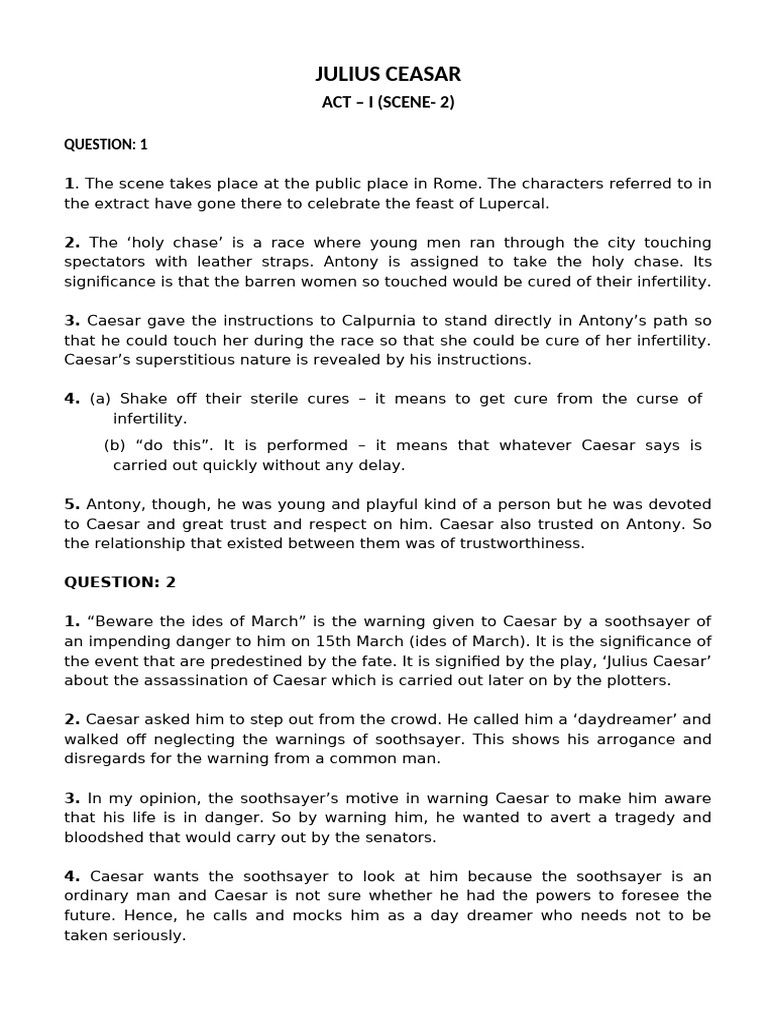 Julius Caesar Act 1 Scene 2 Analysis | PDF | Aeneas | Julius Caesar