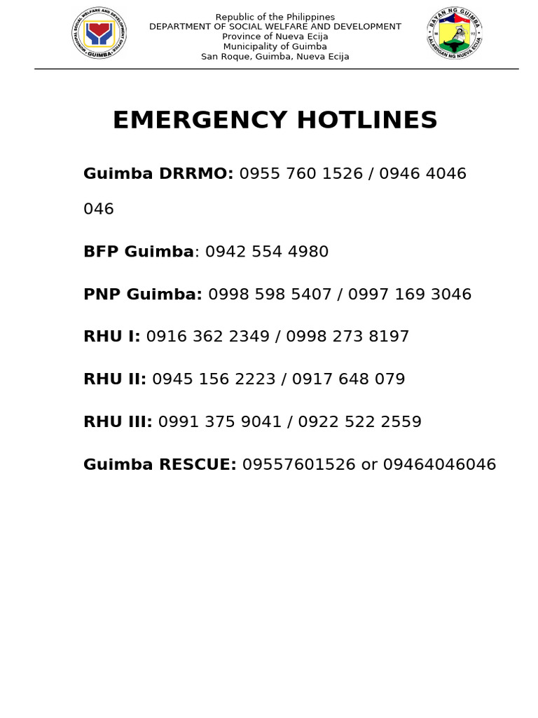 Emergency Hotlines | PDF
