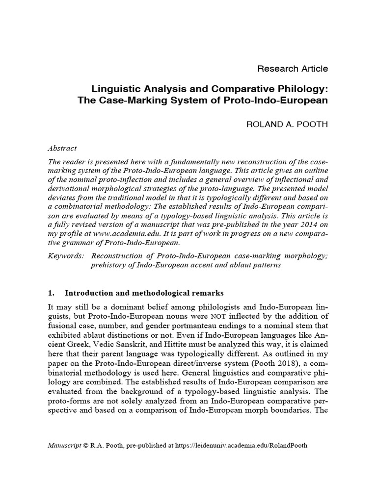 Linguistic Analysis and Comparative Phil | PDF | Morphology ...