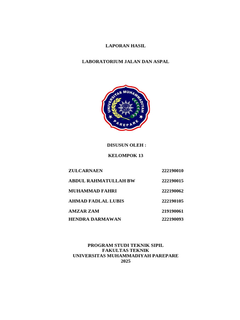 Laporan Lab Jalan Dan Aspal KLP 11 | PDF