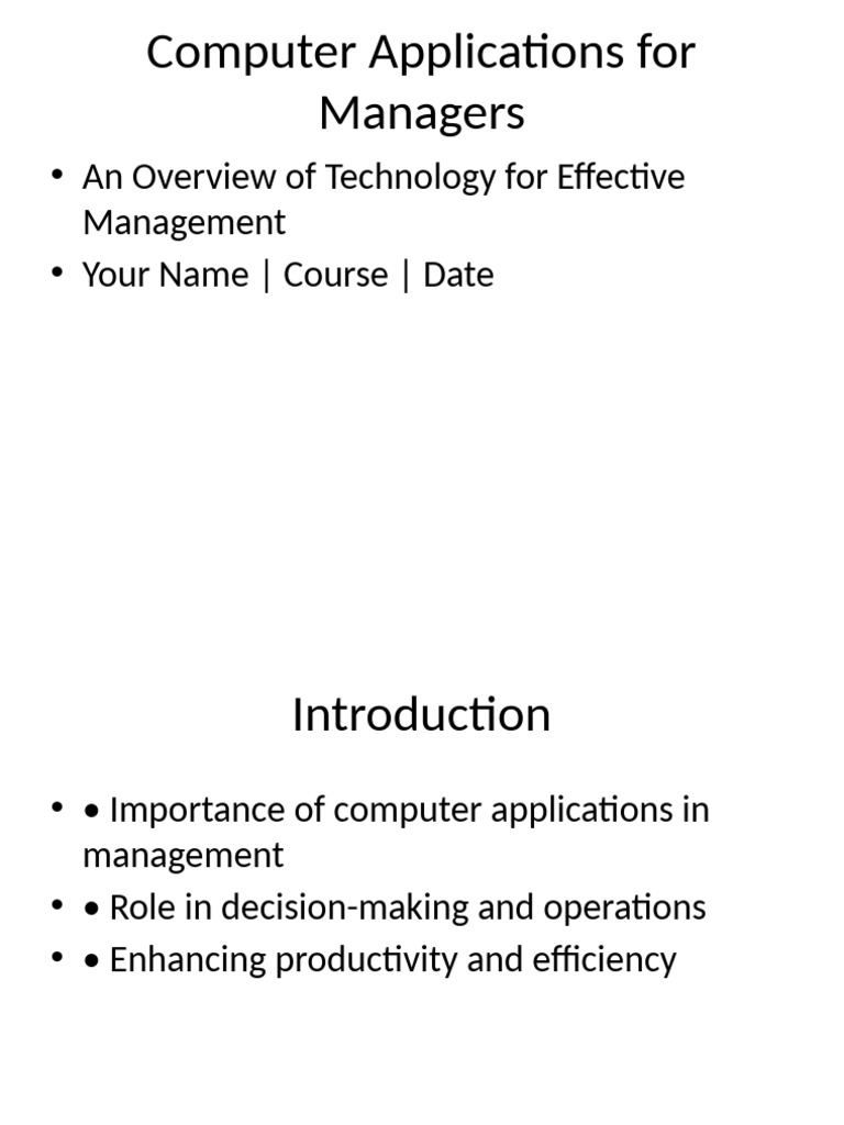 Computer Applications For Managers | PDF