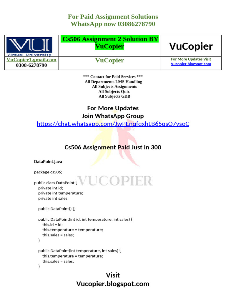 Cs506 Assignment 2 Solution by VuCopier | PDF | Boolean Data Type | Data Management Software