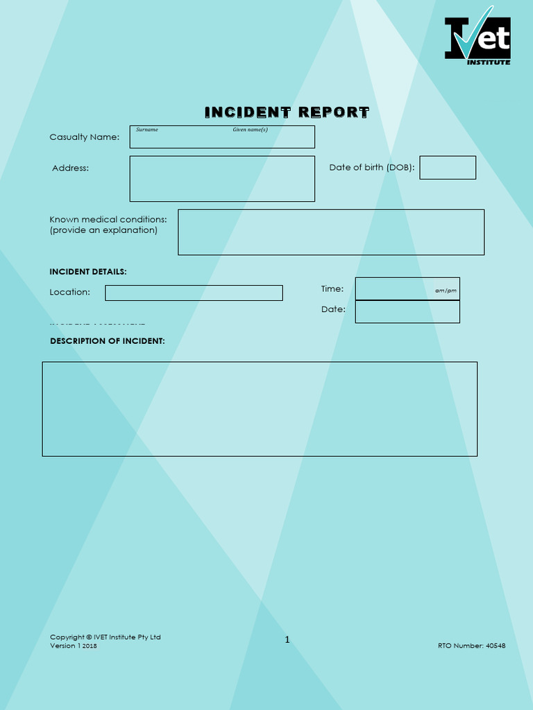 First Aid Incident Report Template | PDF | First Aid | Cardiopulmonary ...