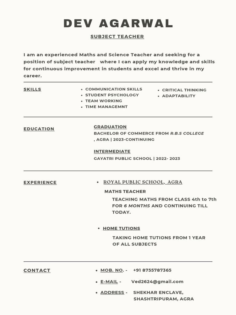 Dev Agarwal Resume | PDF