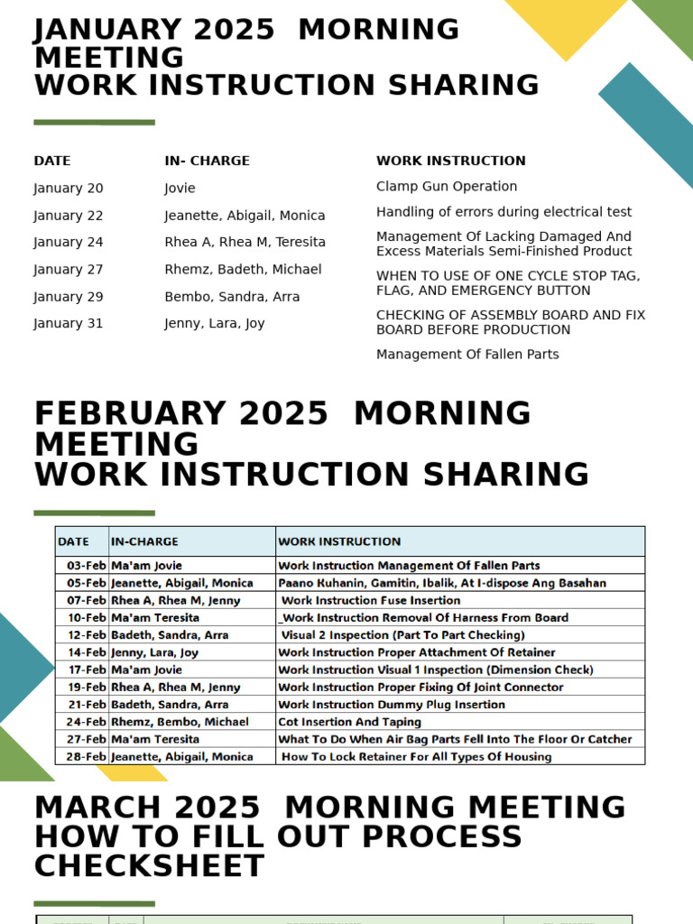January 2025 Morning Meeting | PDF