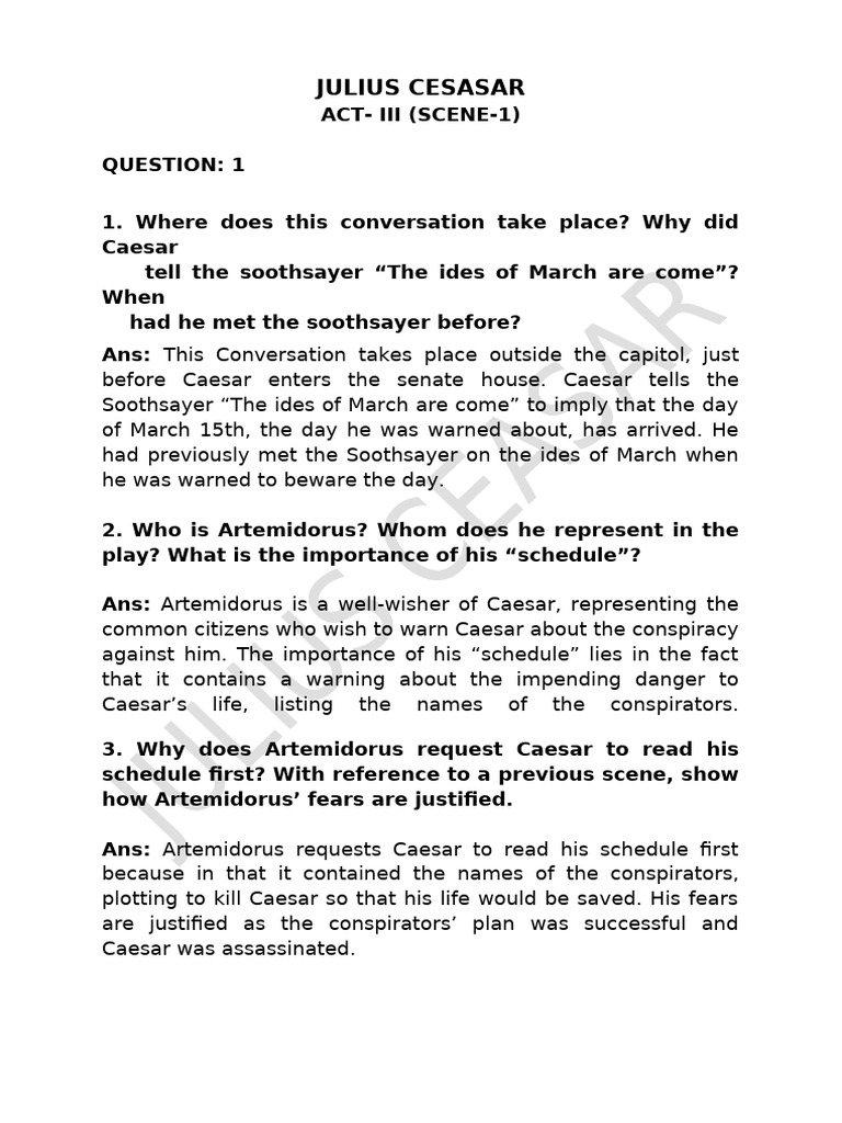 Julius Caesar Act-Iii Scene-1 | PDF | Mark Antony | Julius Caesar