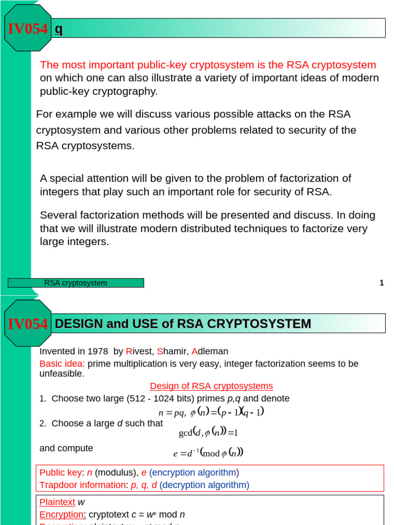 CHAPTER 06 - RSA Cryptosystem | PDF | Encryption | Public Key Cryptography