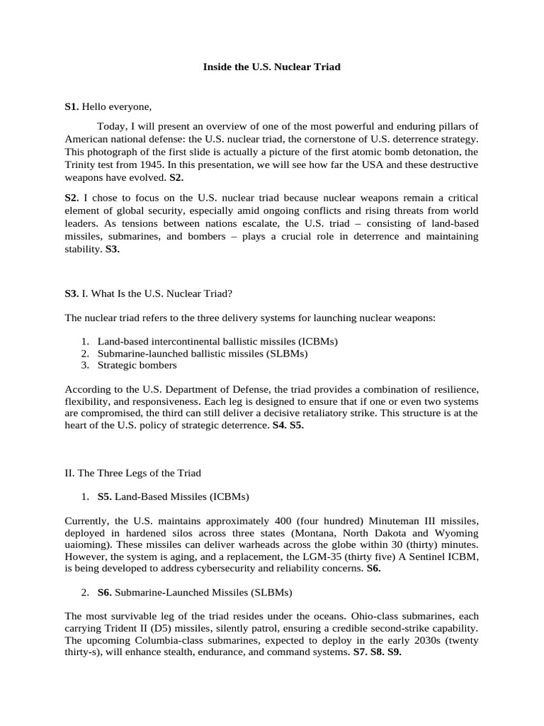 Inside The U.S. Nuclear Triad | PDF | Nuclear Weapons | Crime & Violence