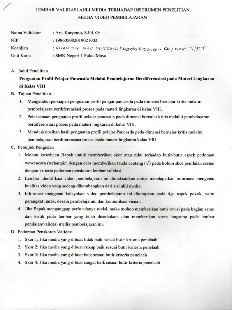 Lembar Validasi Ahli Media | PDF