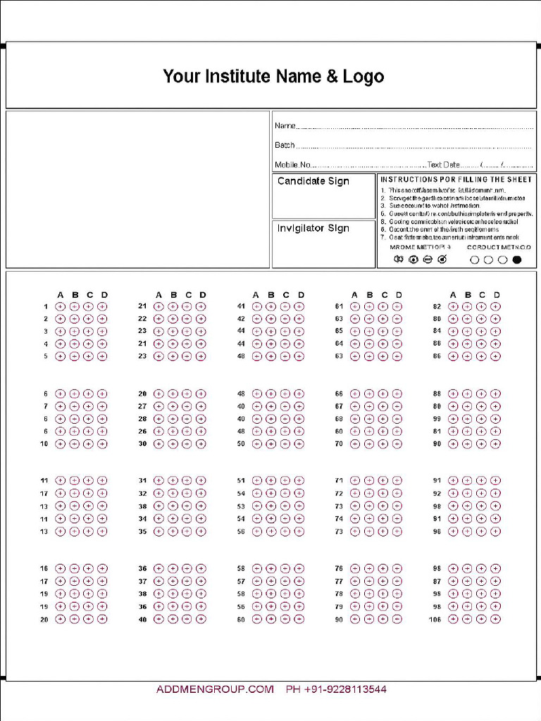 OMR Sheet High Quality | PDF