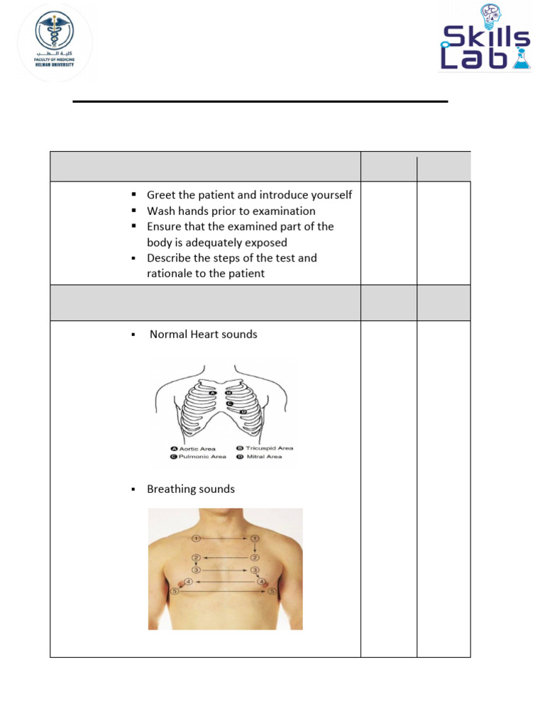 204 (Heart and Breathing Sounds) Checklist | PDF