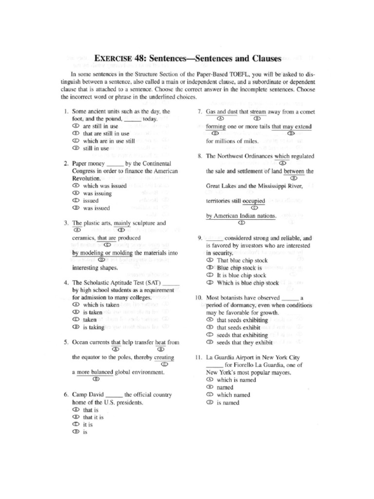 Sentences With Multiple Clauses Exercise | PDF