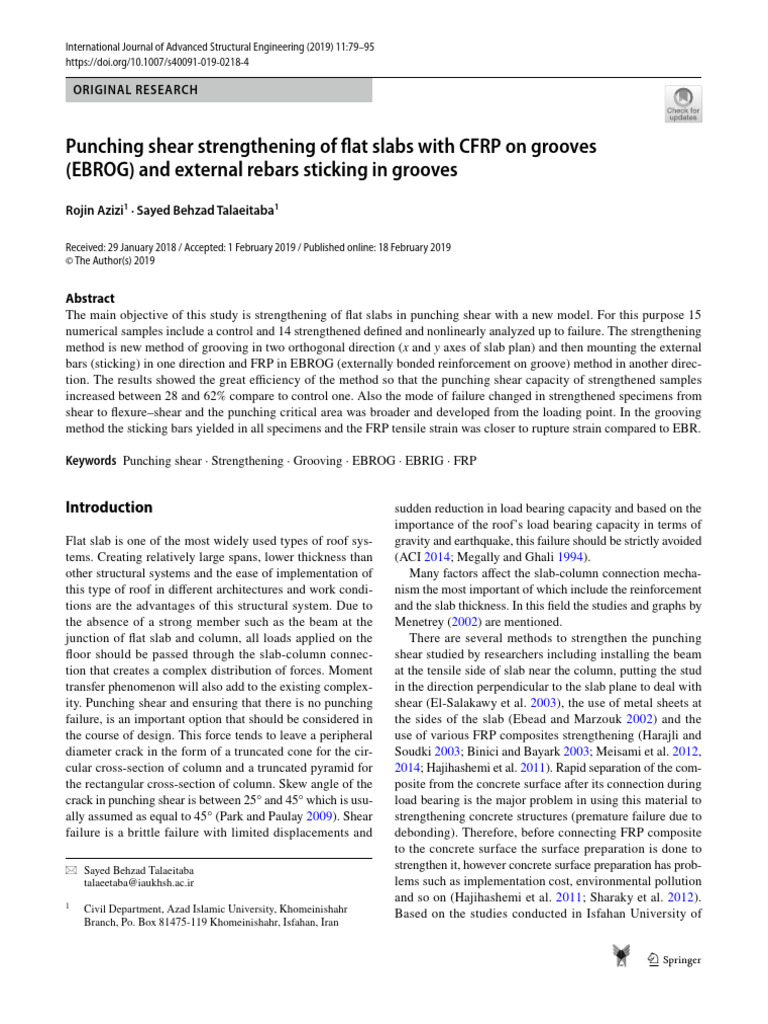 Punching Shear Strengthening of Flat Slabs With CF | PDF | Young's ...