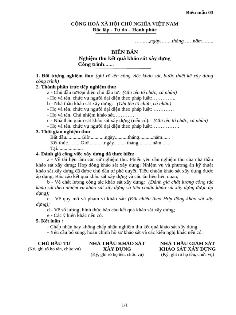 Bieu Mau 03 | PDF