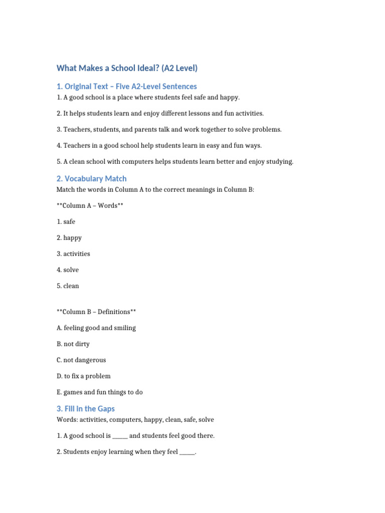 What Makes A School Ideal A2 Level | PDF