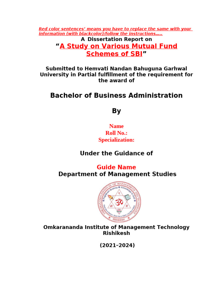 Dissertation Cover Page - BBA | PDF | Thesis | Scientific Method