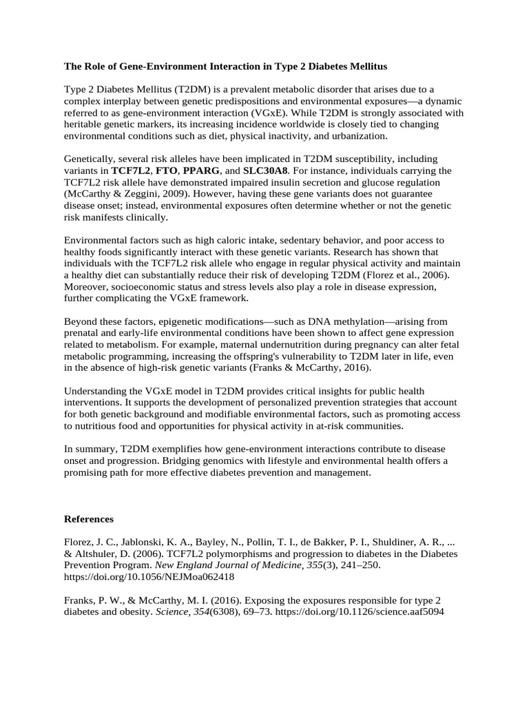Gene-Environment Interaction in T2DM | PDF | Diabetes | Genetics