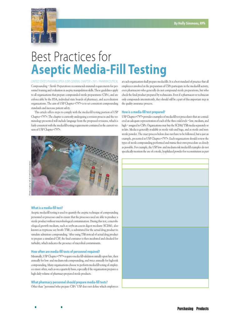Aseptic Media-Fill Testing Guidelines | PDF | Pharmacist | Syringe