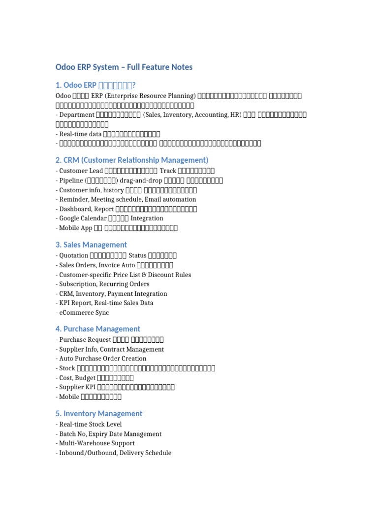 Odoo Full Feature Notes For GoodNotes | PDF