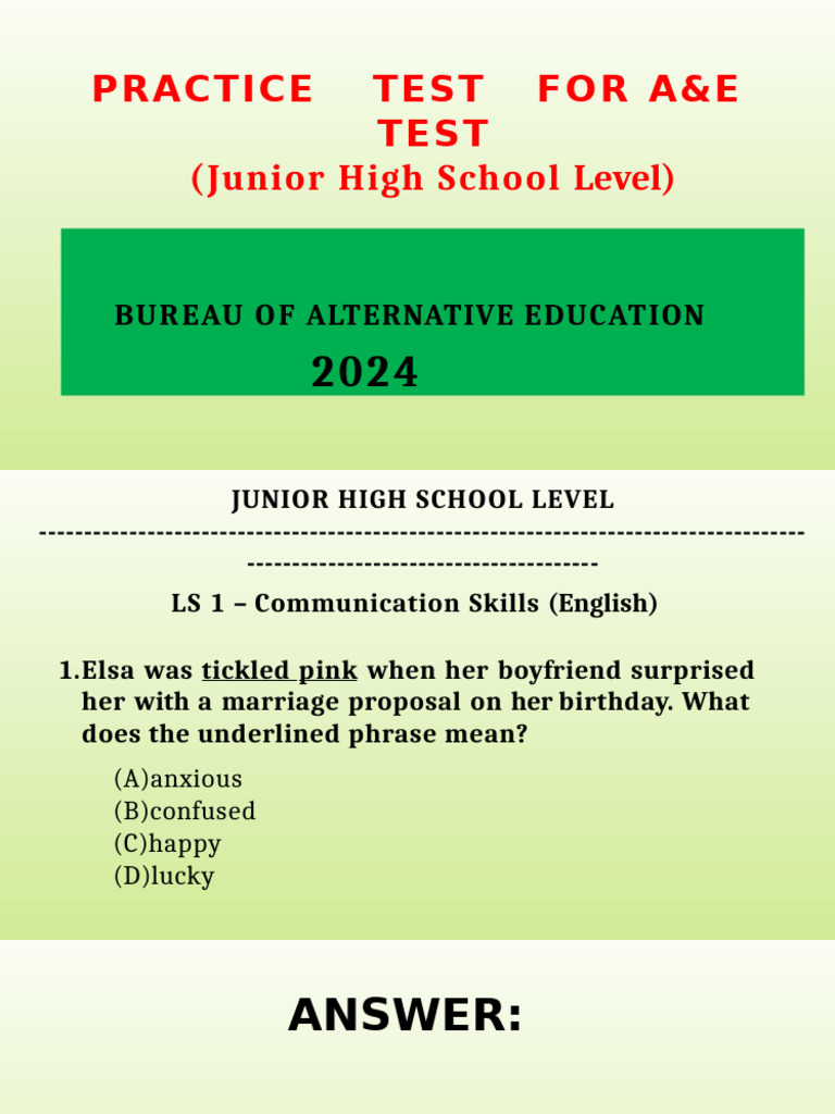 Final Ae Practice Test - Jhs English | PDF | Time Management ...