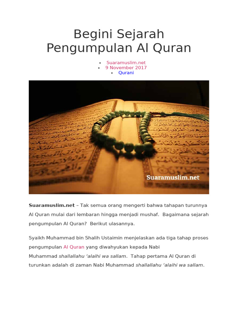 Sejarah Pengumpulan Al Quran Pdf