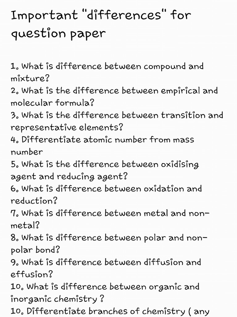 Chemistry, Important 71 Questions Class 9th - 240425 - 180144 | PDF