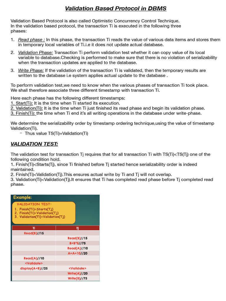 20validation Based Protocol Pdf Database Transaction Databases 4787