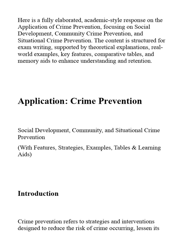 Criminal Psychology Notes | PDF | Crime Prevention | Crimes