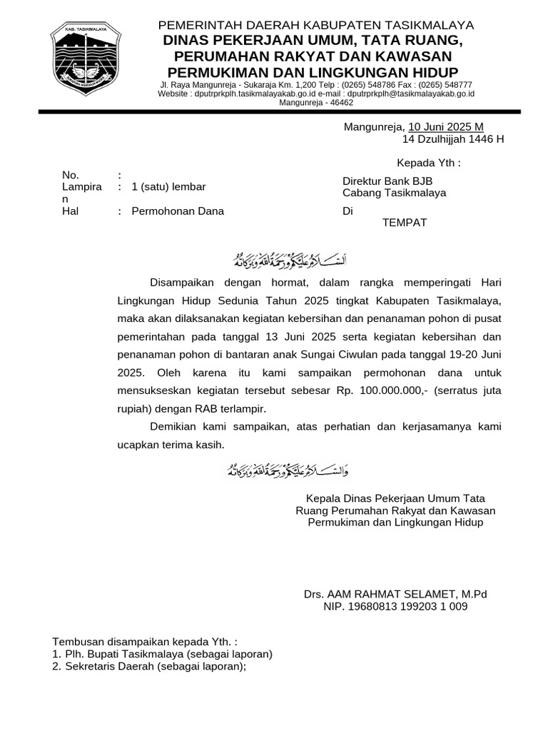 Permohonan Dana Hari LH | PDF