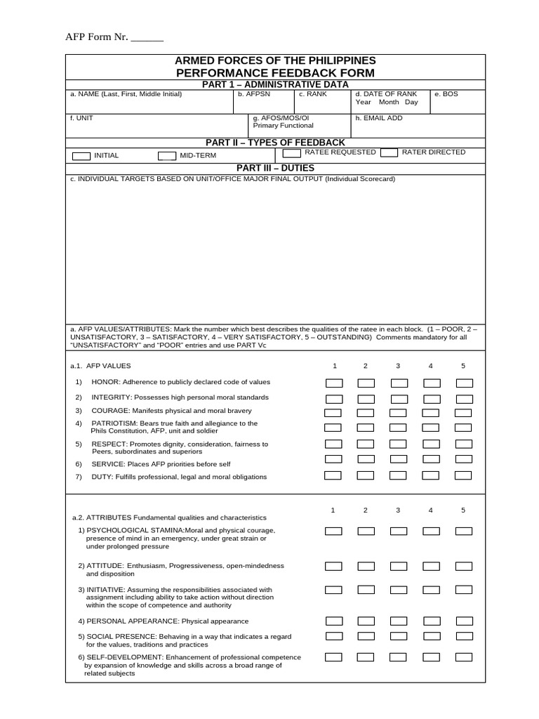 Performance Evaluation Feedback Form | PDF | Social Psychology ...
