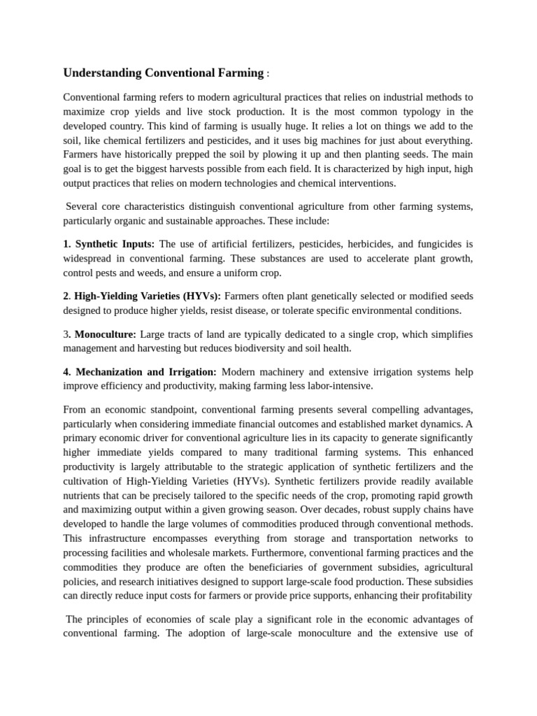 Understanding Conventional Farming | PDF | Agriculture | Intensive Farming