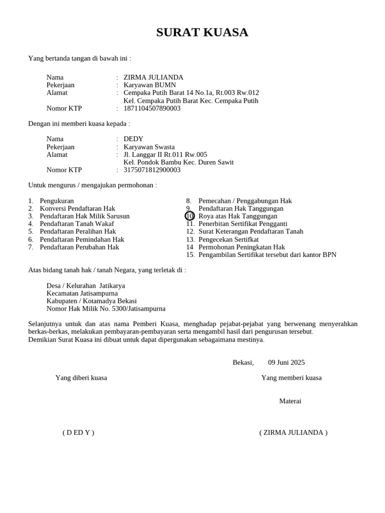 Surat Kuasa Permohonan | PDF