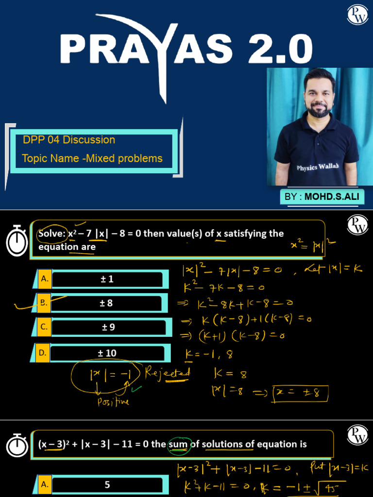 Basic Maths Dpp 04 Solution Notes Compressed Pdf Equations