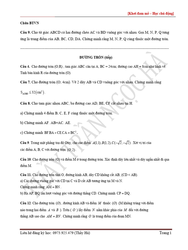 B07-H9-Đường tròn (tiếp) | PDF