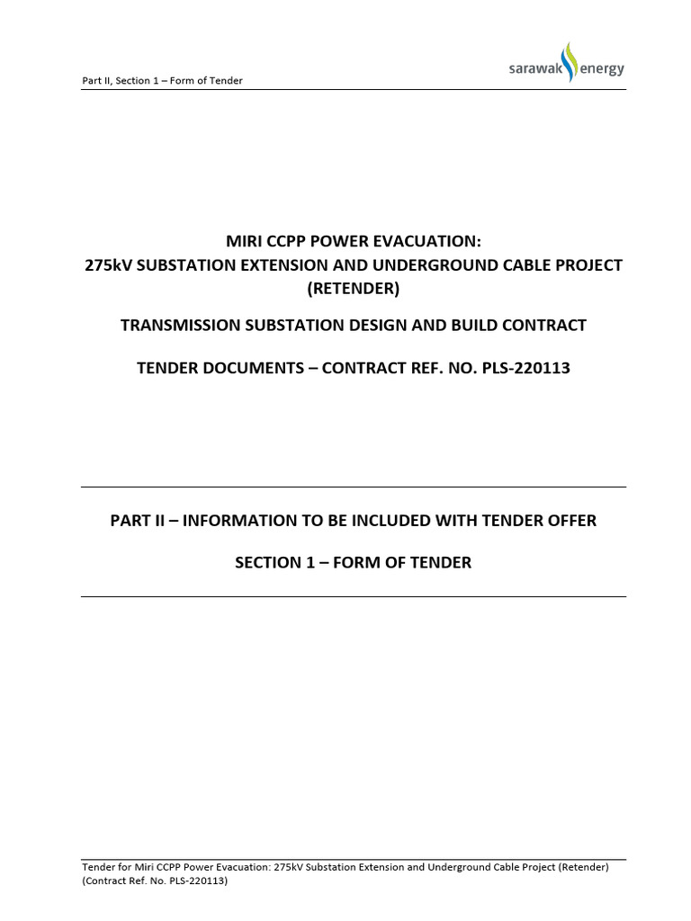 Miri CCPP 275kV Substation Tender Form | PDF | Sarawak | Justice