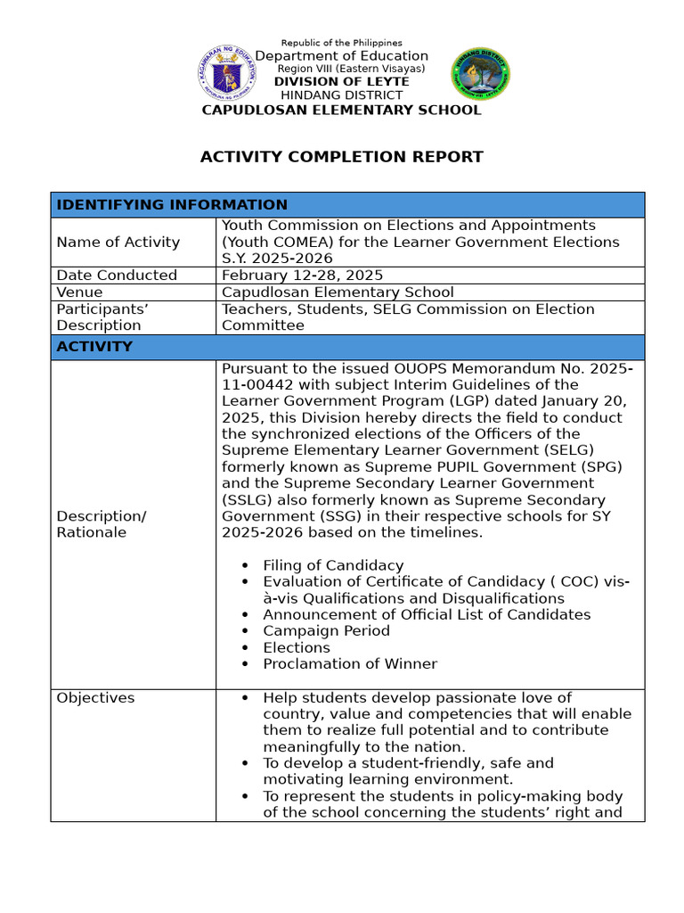 Acr Selg Election 2024 2025 | PDF | Government