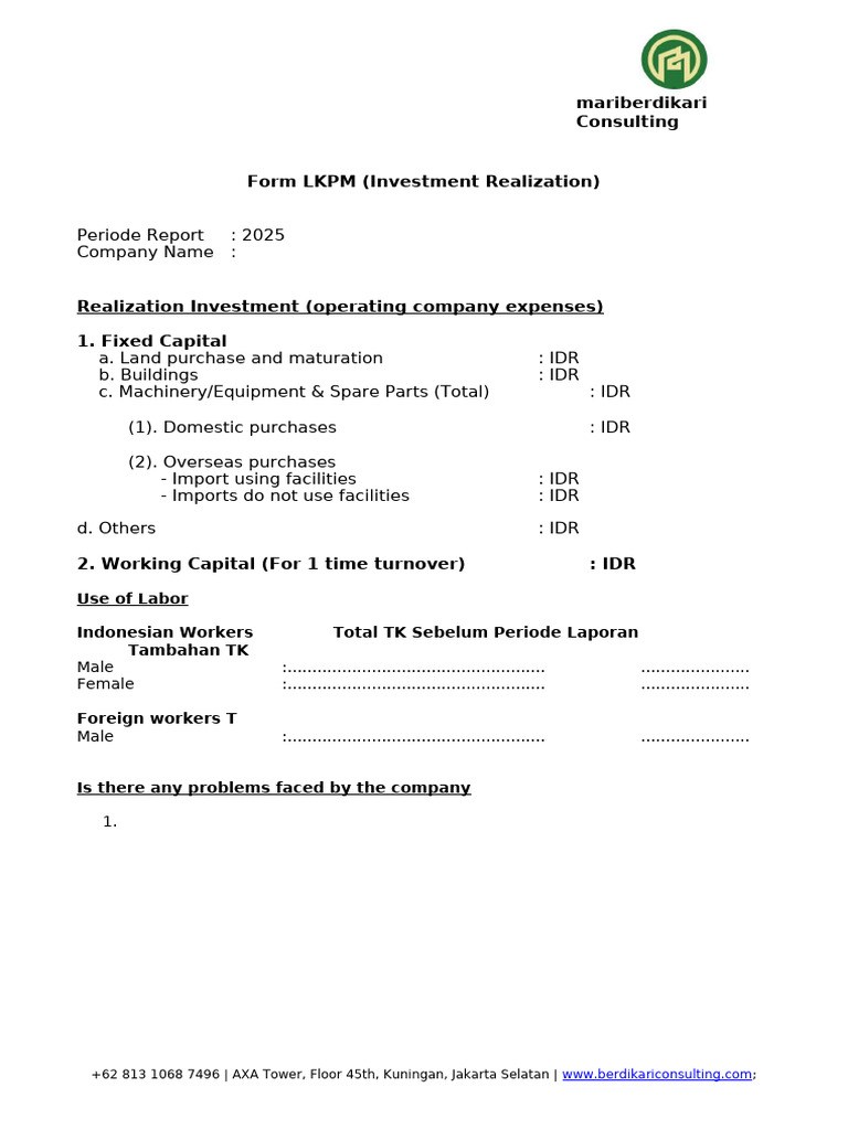 Form LKPM 2025 | PDF